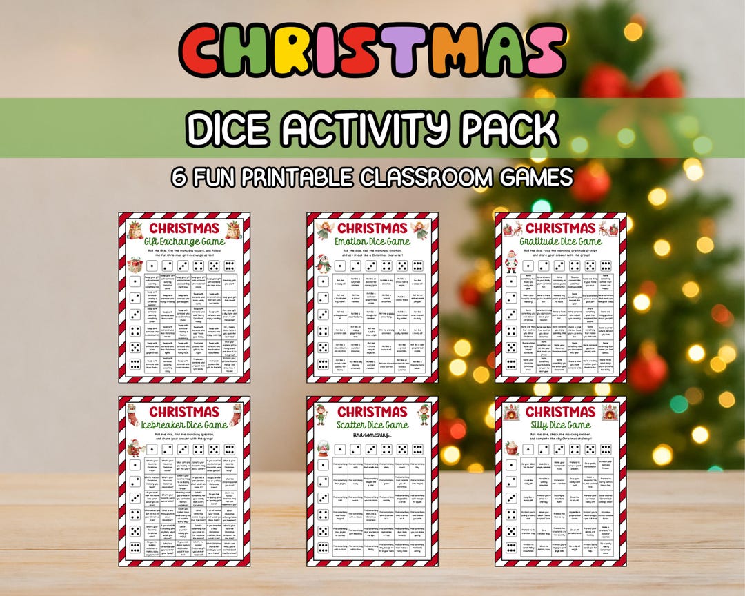 Christmas Dice Activity Pack – 6 Printable Classroom Games, Holiday ...