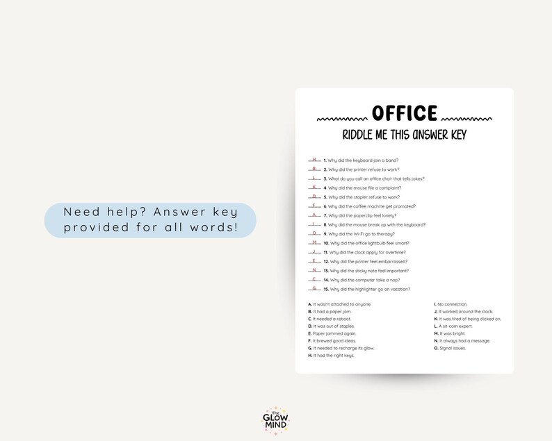 Office Riddle Game Printable, Fun Icebreaker for Work Parties, Team ...