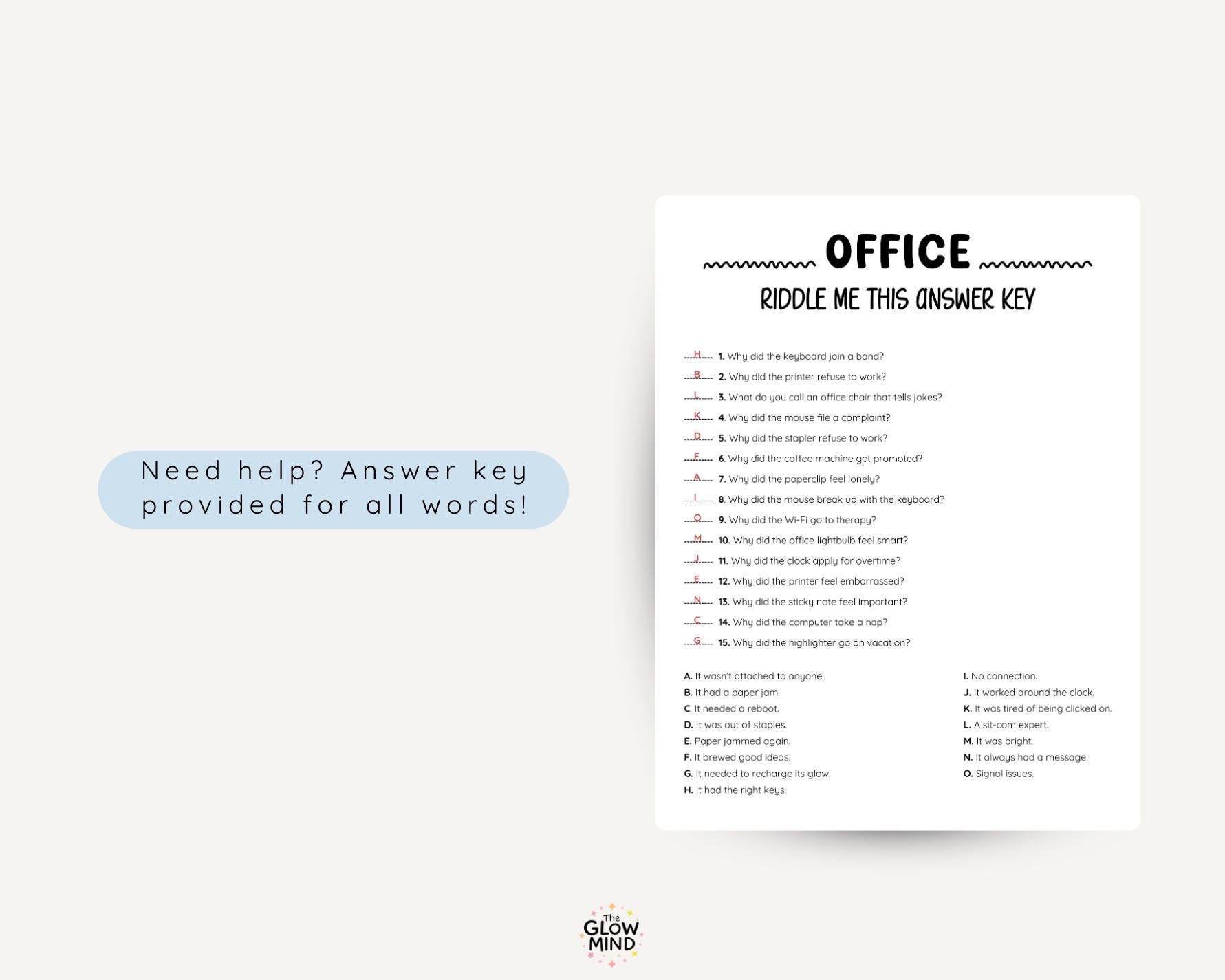 Office Riddle Game Printable, Fun Icebreaker for Work Parties, Team ...