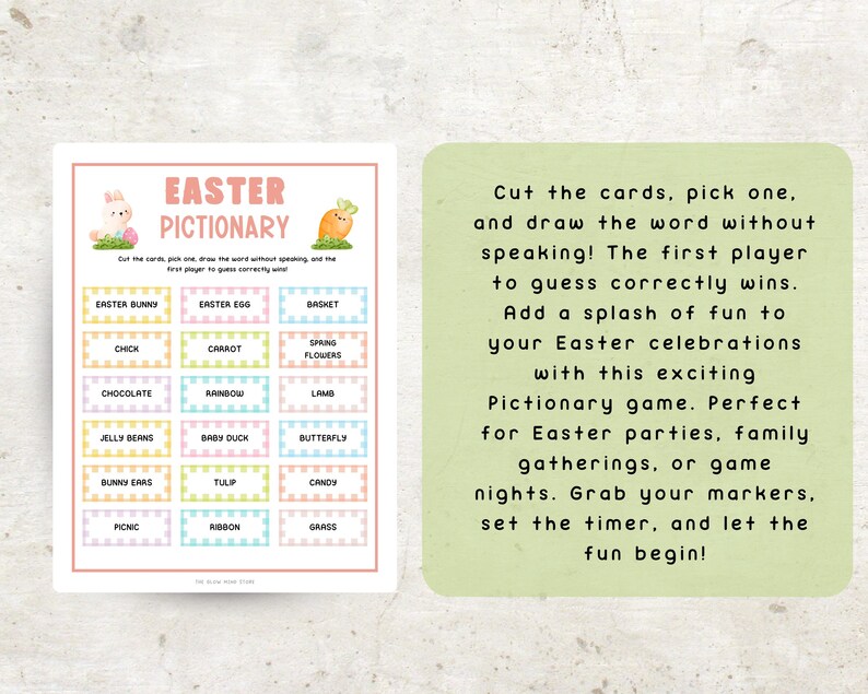 Easter Pictionary Game: Printable Easter Spring Activity (PDF) - Etsy