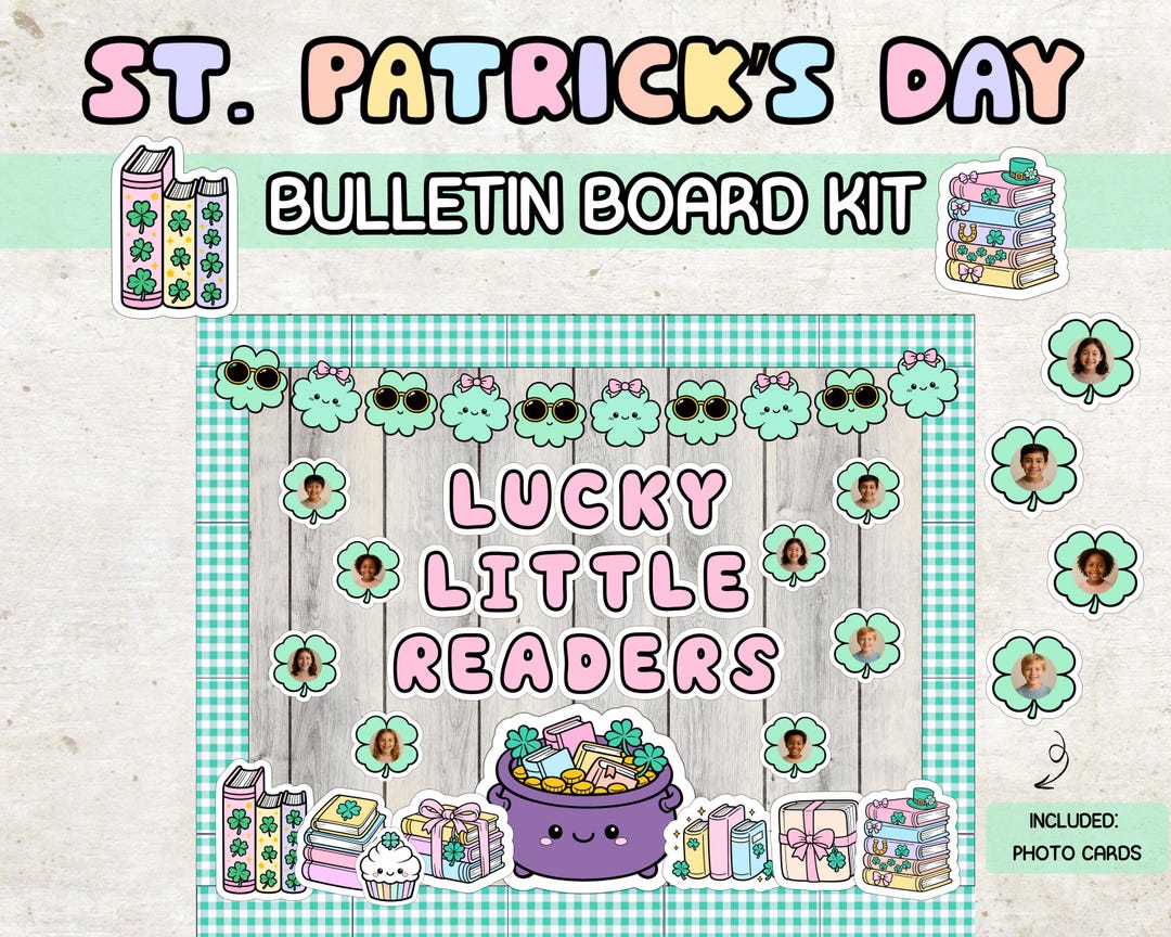 St. Patrick's Day Reading Bulletin Board Kit, Lucky Classroom Decor - Etsy