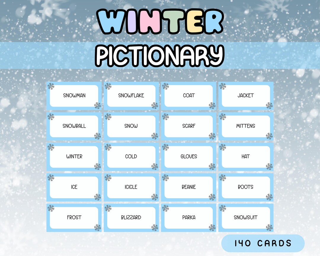 140 Winter Pictionary Cards for Kids | Winter Vocabulary Cards ...