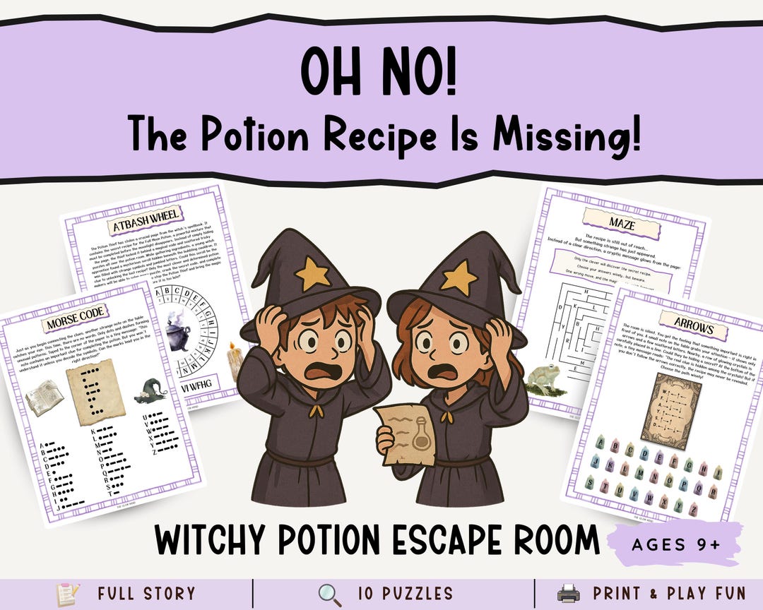 Witchy Escape Room Printable, Magic Potion Escape Room Game for Kids ...