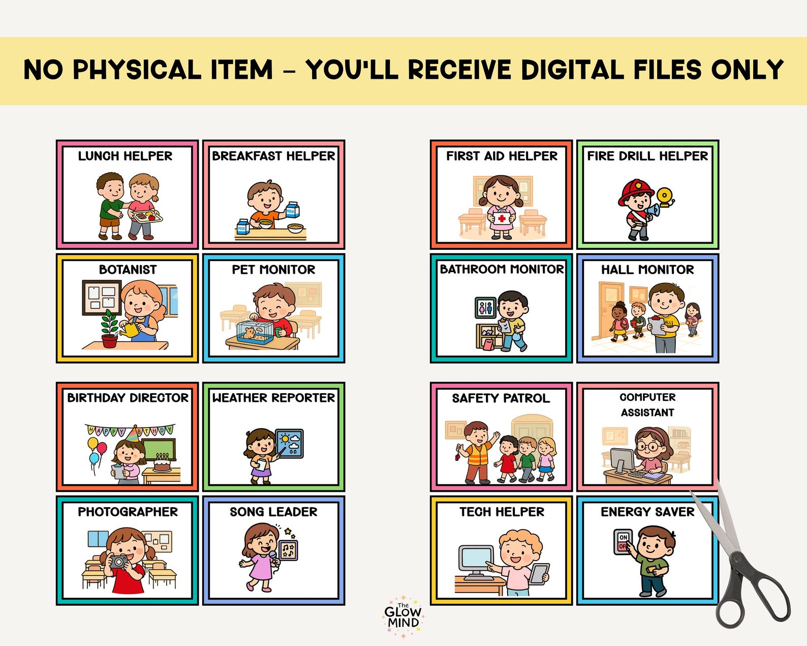 Classroom Job Chart: Fun, Colorful Cards & Editable Name Tags (PDF) - Etsy