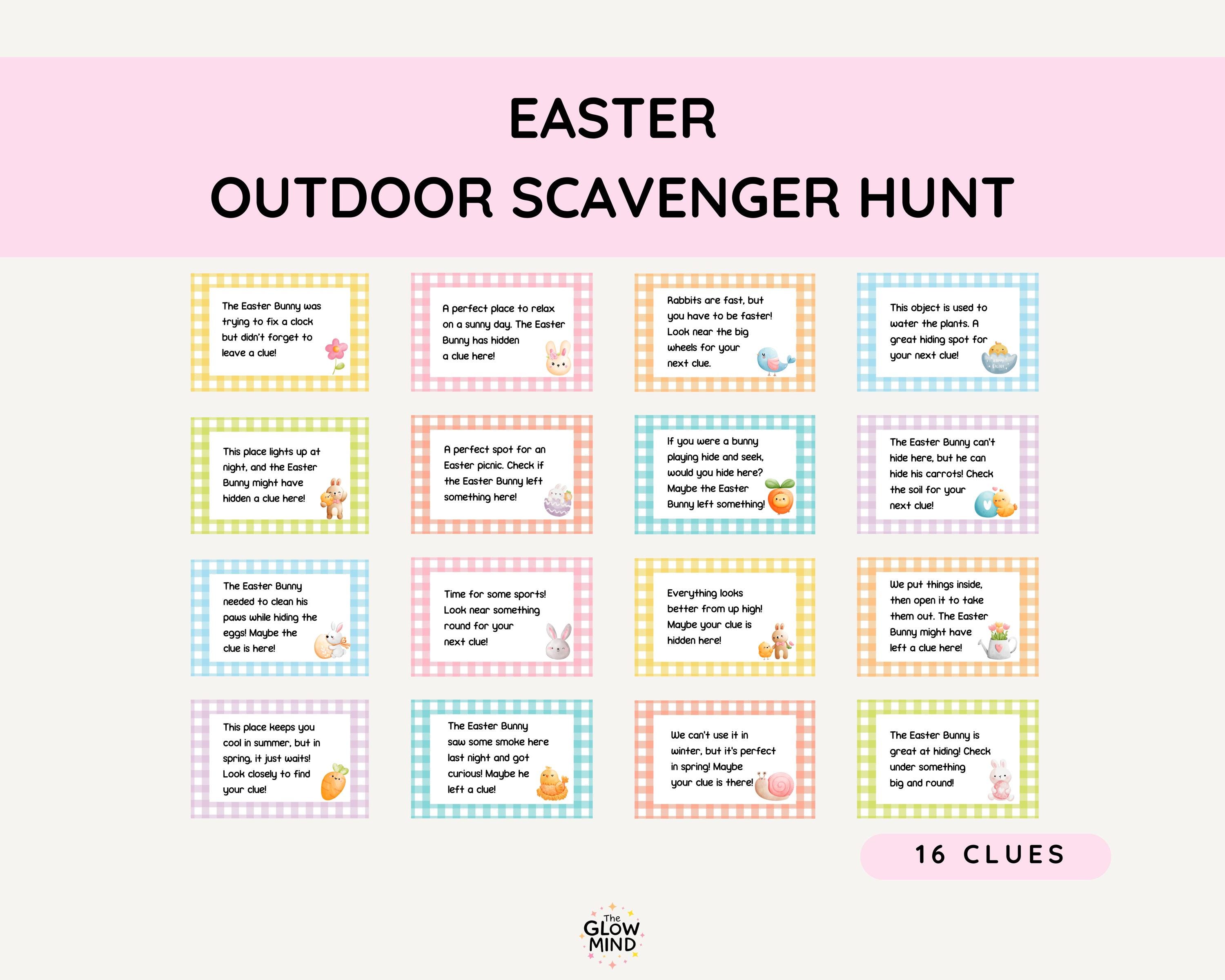 Easter Outdoor Scavenger Hunt Game: Printable Clues (PDF Download) - Etsy