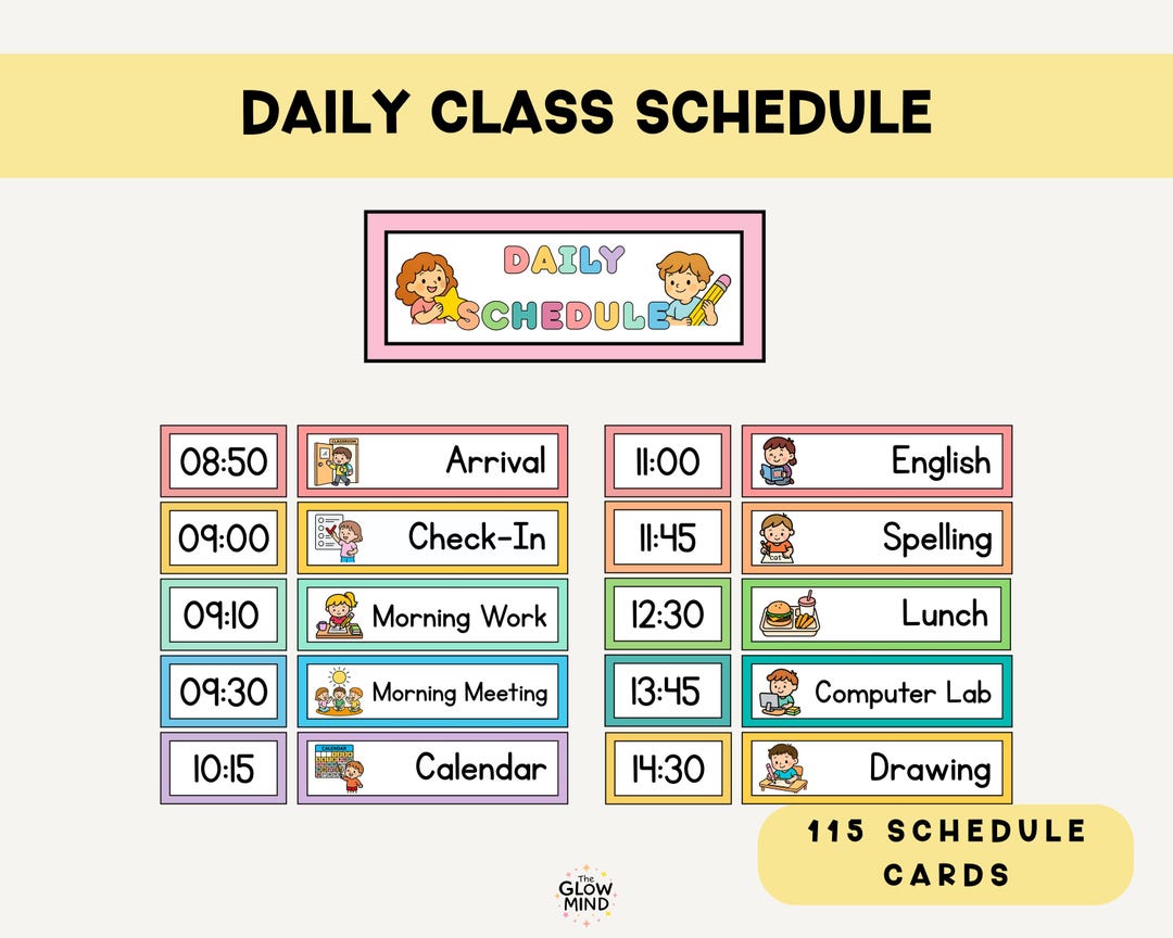 Classroom Schedule Cards: Editable Daily Routine, Colorful Design (PDF ...