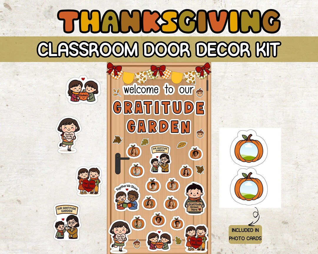Thanksgiving Classroom Door Decor Kit, Welcome to Our Gratitude Garden ...