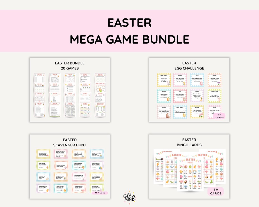 Easter Mega Game Bundle, Bingo, Scavenger Hunt, Trivia, Fun Activities ...