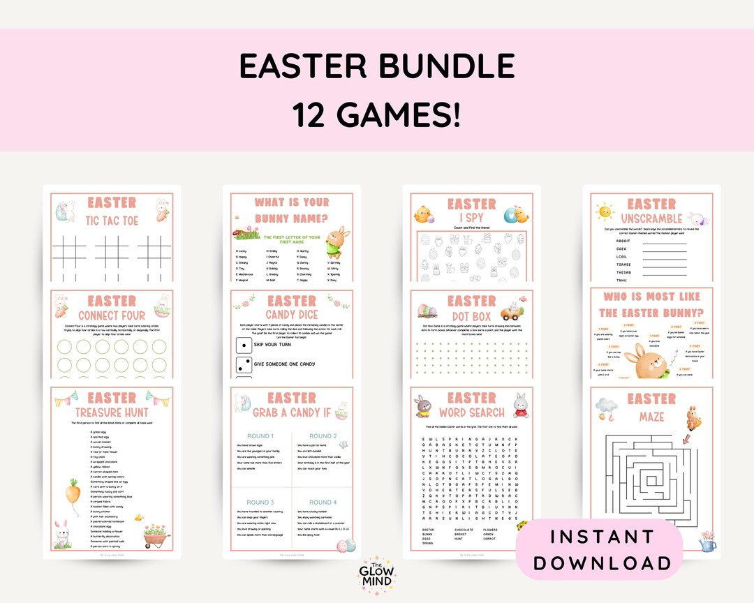 Easter Party Games Bundle, 12 Pack Easter Party Activities for Kids ...
