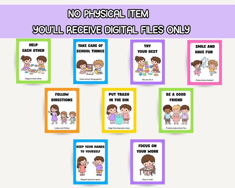 Happy Rainbow Classroom Rules Posters | Behavior Expectations ...