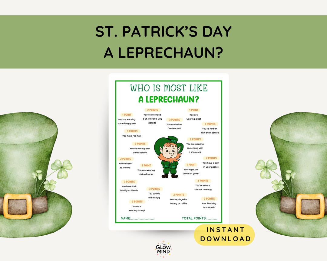 Who is Most Like a Leprechaun St. Patrick's Day Fun Game, St. Patrick's ...