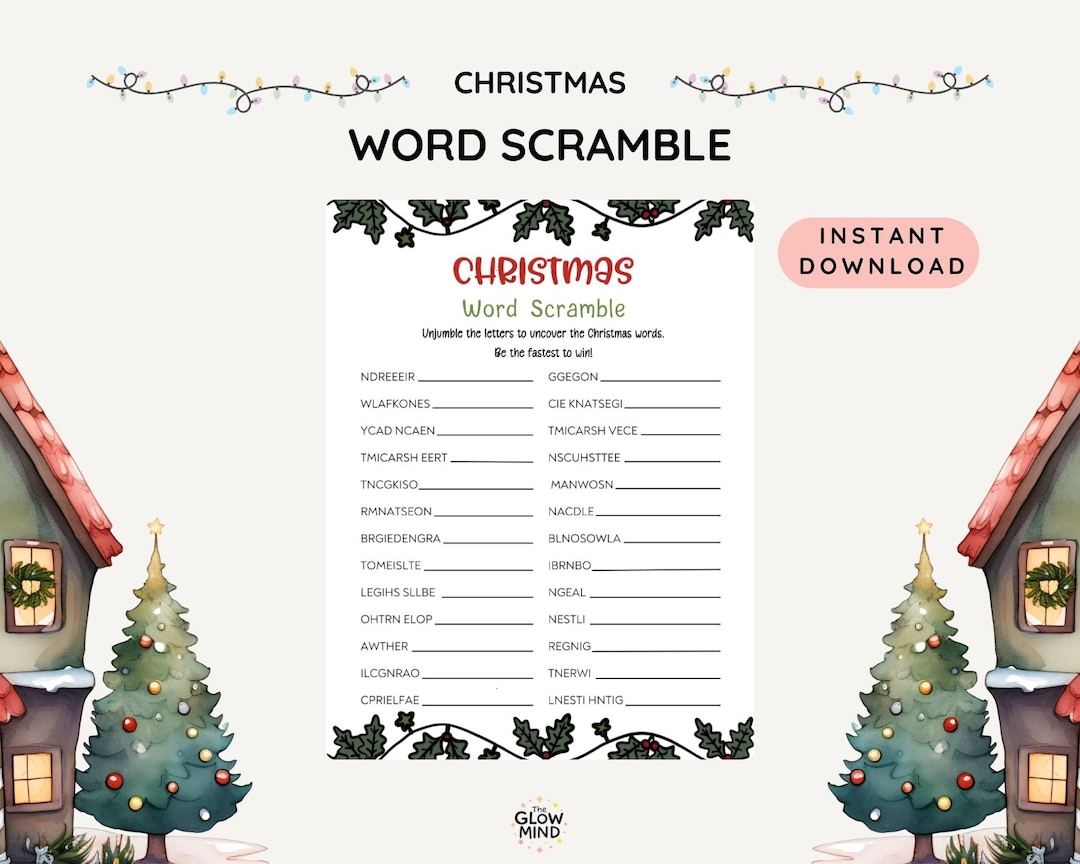 Christmas Word Scramble, Printable Holiday Game for All Ages, Holiday ...