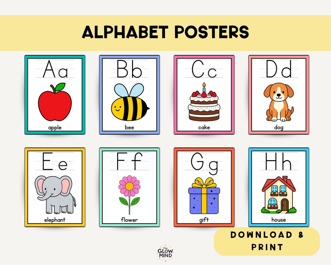 Colorful ABC Alphabet Posters: Classroom & Homeschool Decor (PDF) - Etsy