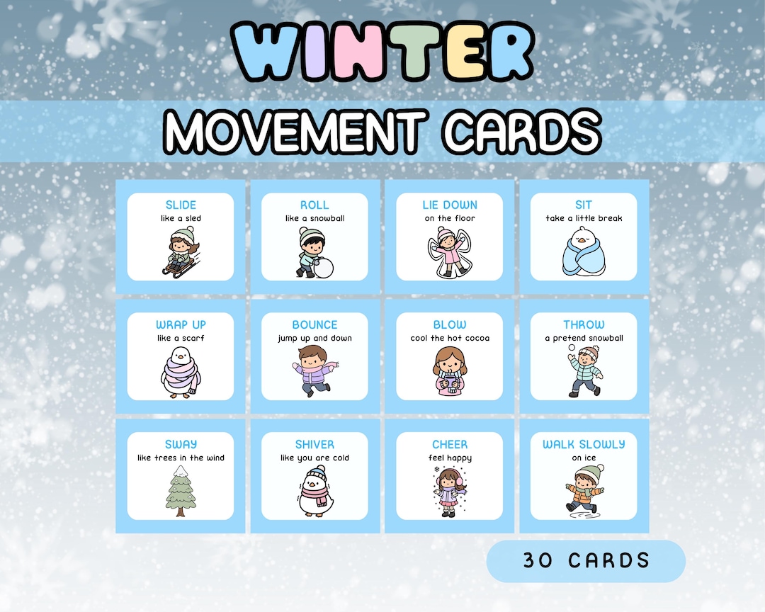 Winter Movement Cards for Kids | Brain Breaks & Classroom Energizers ...