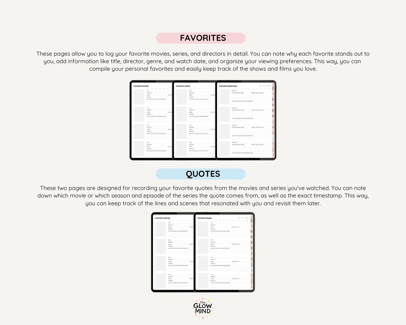 Digital Movie & Series Journal, Hyperlinked Planner for Movie Series ...