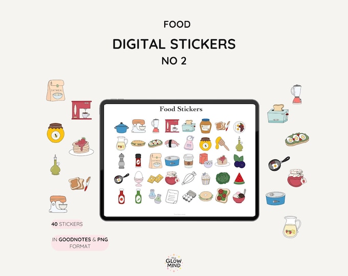 Essential Food Stickers for Digital Planners, Meal Planning Stickers ...