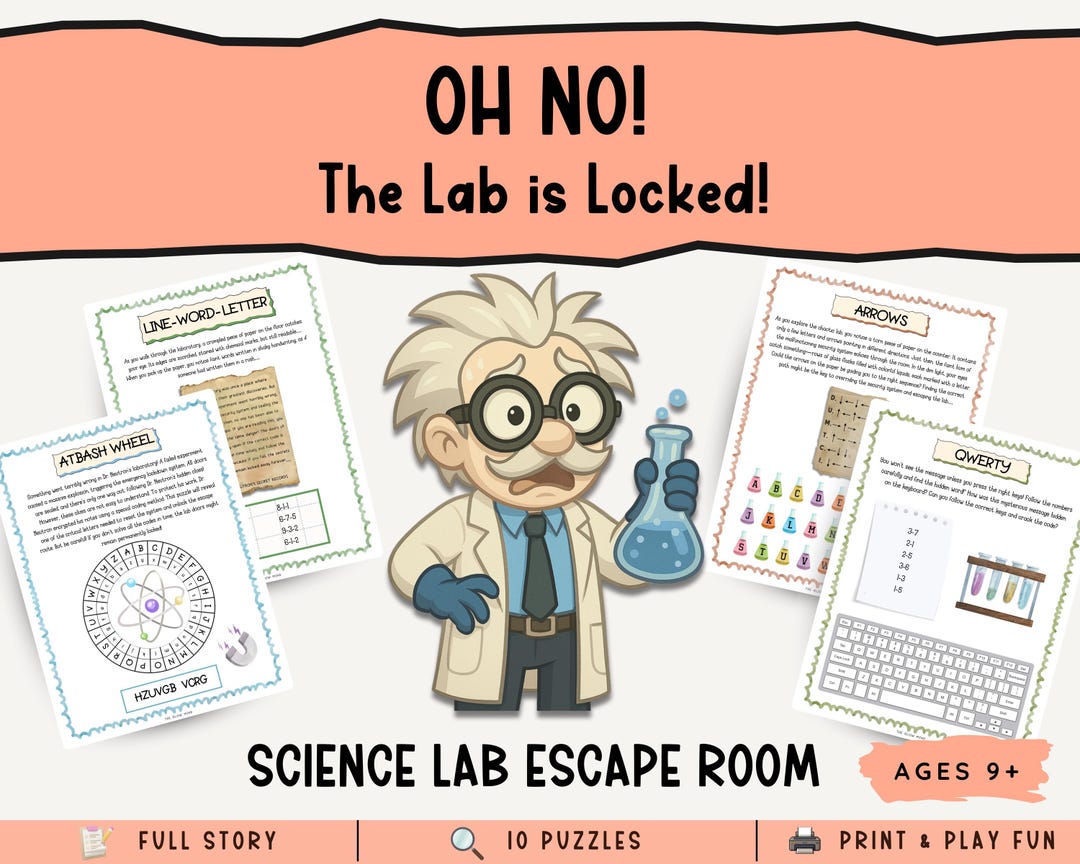 Science Lab Escape Room Game, Lab Mystery Puzzle Challenge, Printable ...