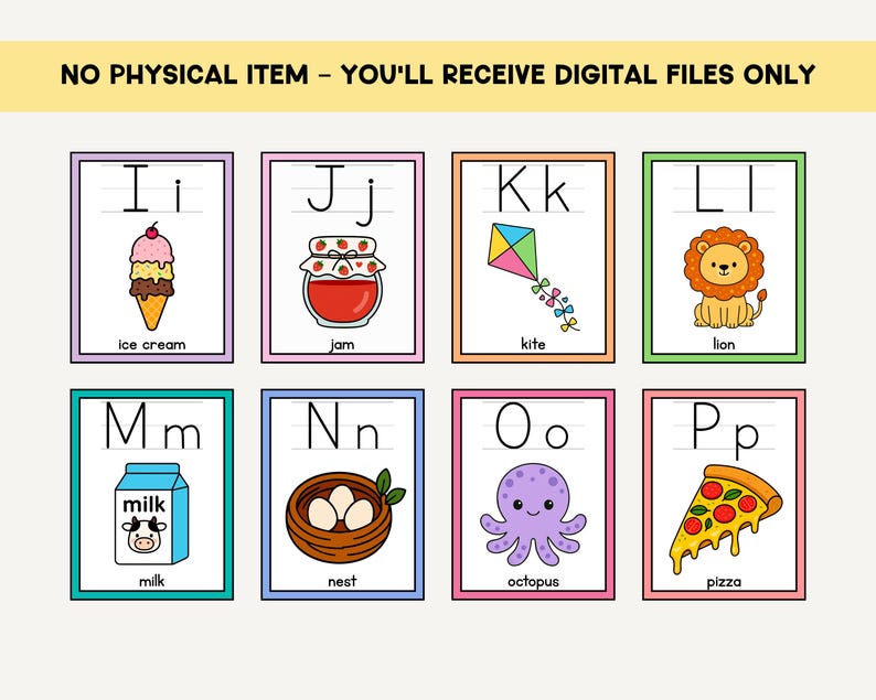 Colorful ABC Alphabet Posters: Classroom & Homeschool Decor (PDF) - Etsy