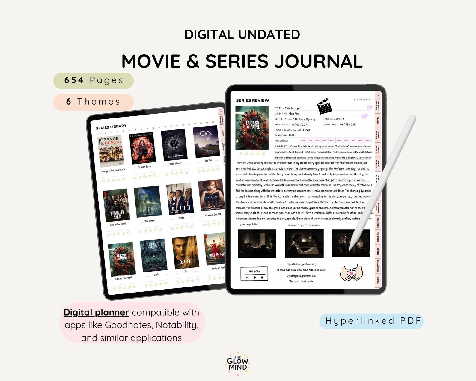 Digital Movie & Series Journal, Hyperlinked Planner for Movie Series ...