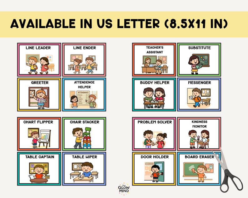 Classroom Job Chart: Fun, Colorful Cards & Editable Name Tags (PDF) - Etsy