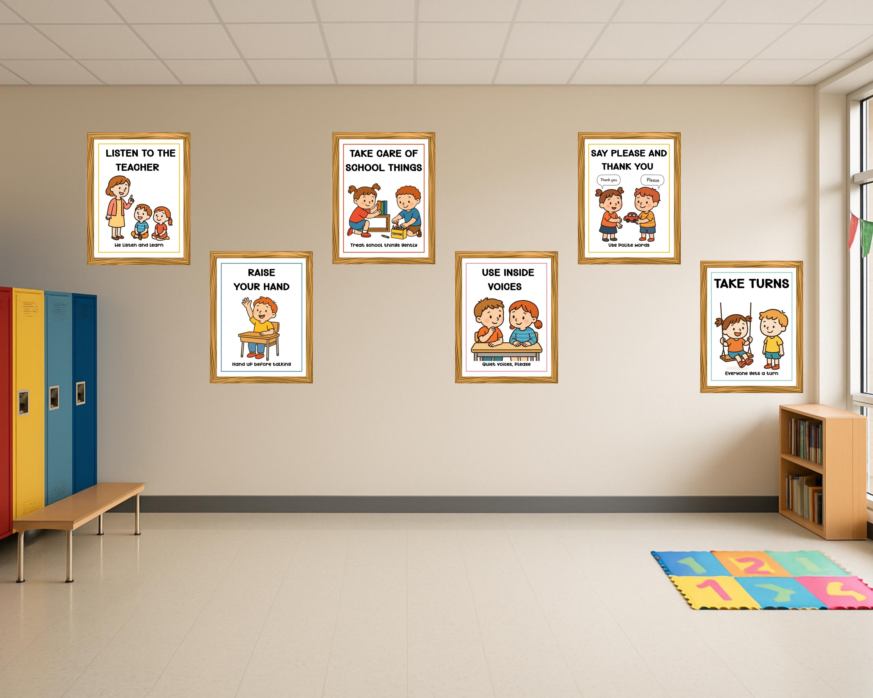 Classroom Rules Posters: Bright & Positive Signs (printable PDF ...