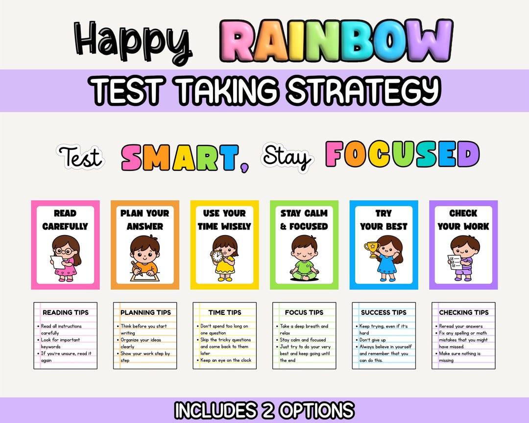 Test Taking Strategies Posters | Classroom Decor Printable | Test Prep ...