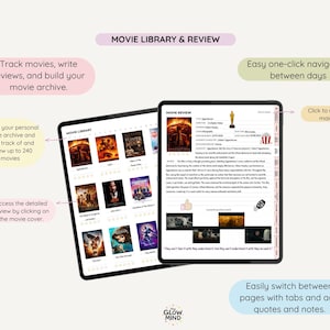 Digital Movie & Series Journal, Hyperlinked Planner for Movie Series ...