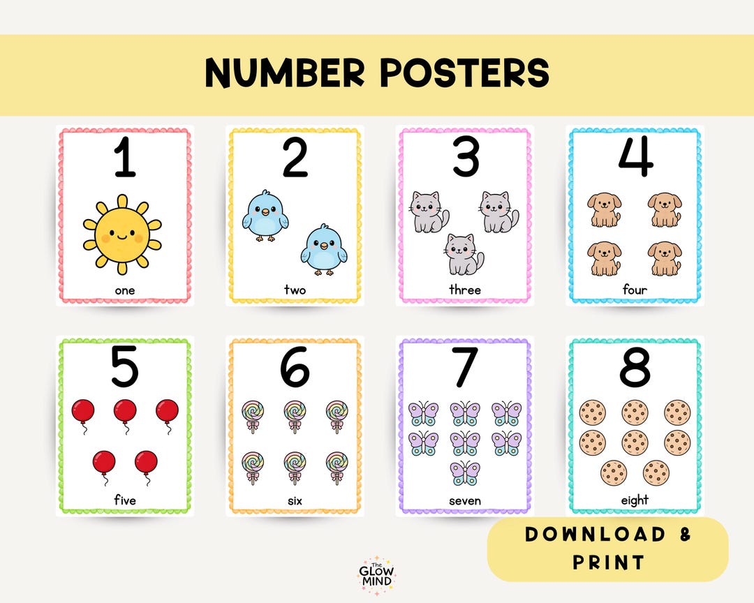 Classroom Number Poster 1-20: Fun Learning Decor (digital Download) - Etsy