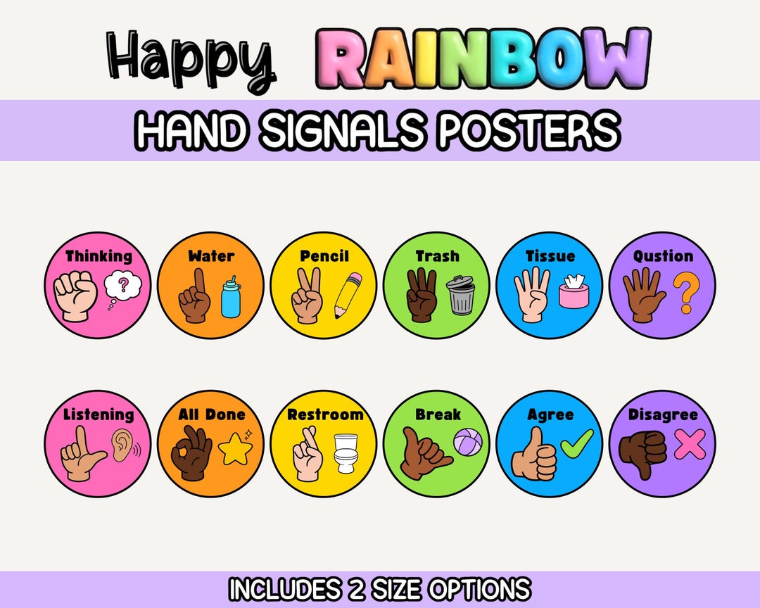 Hand Signals Posters for Classroom | Silent Communication Signs ...