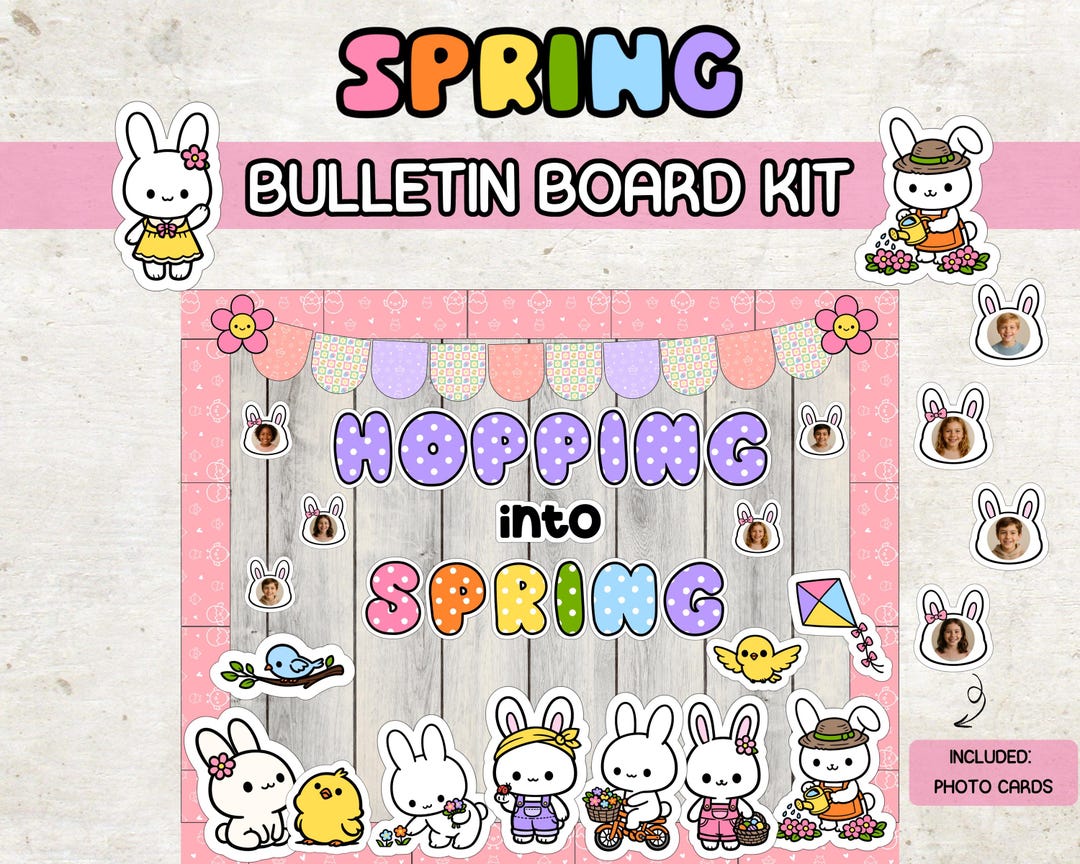 Spring Bulletin Board Kit | Bunny Classroom Decor | Editable Photo ...