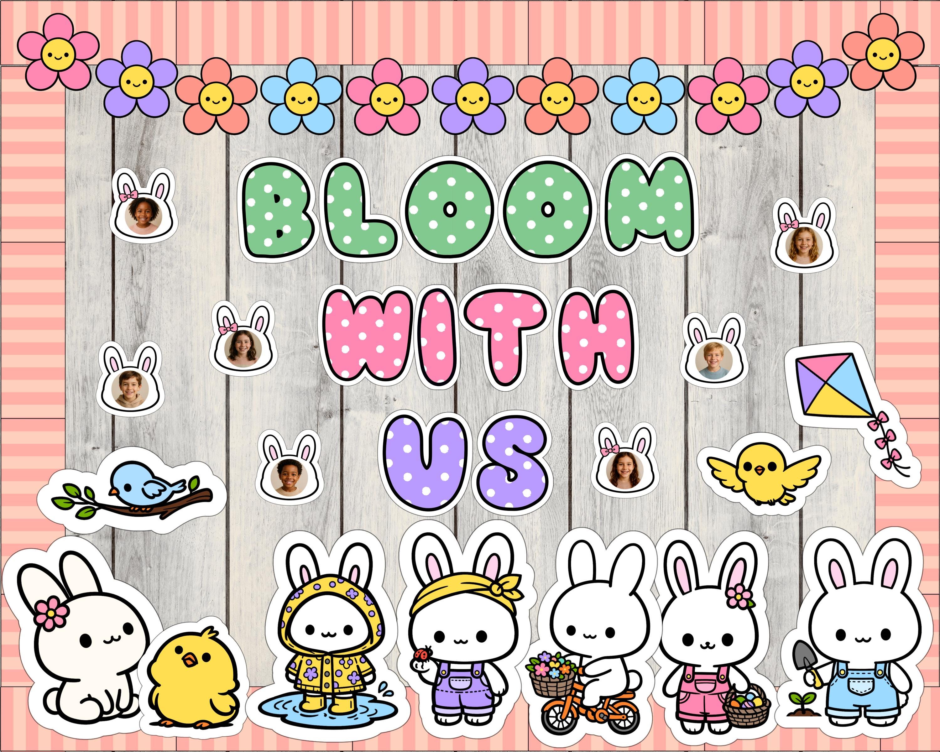 Spring Bulletin Board Kit | Bunny Classroom Decor | Editable Photo ...