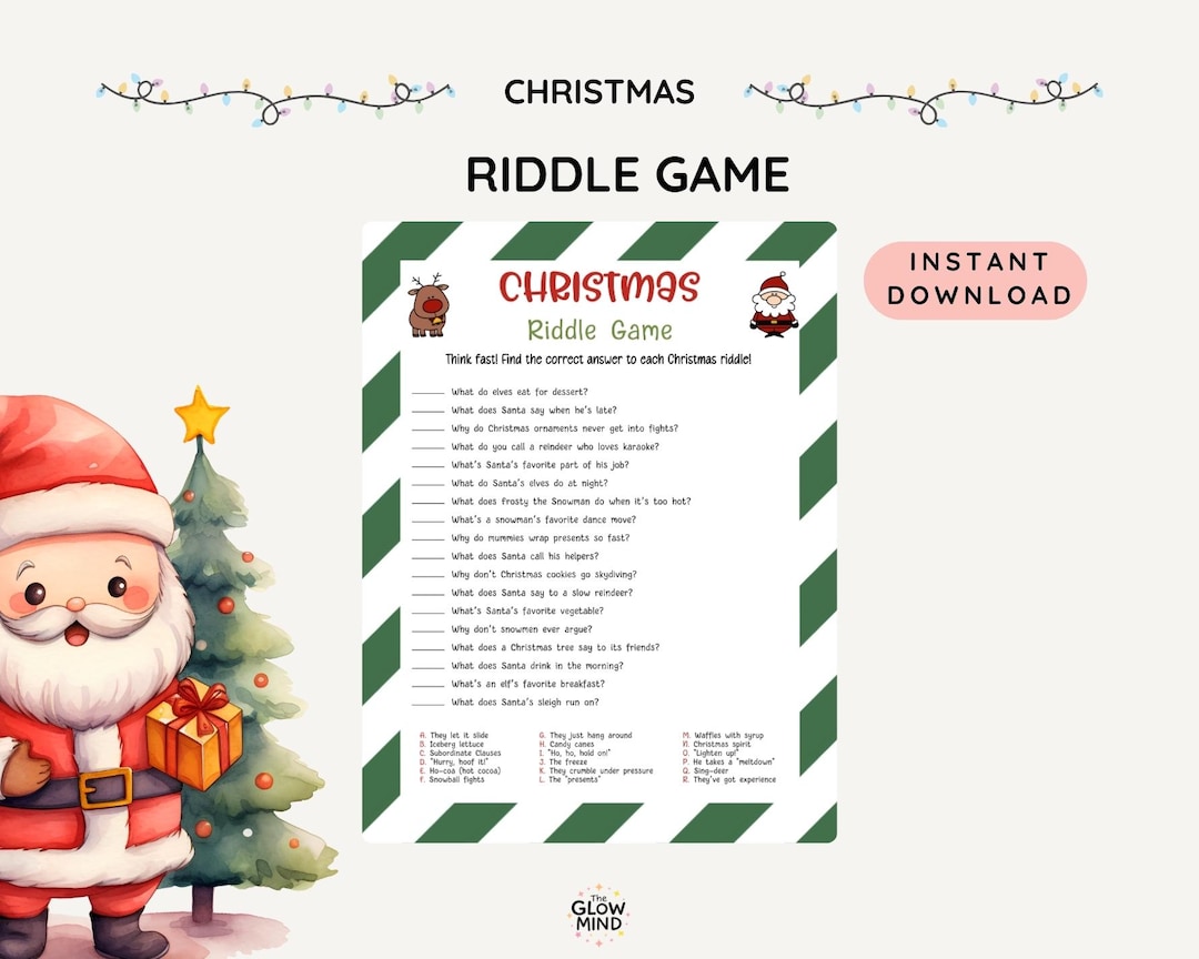 Festive Christmas Riddles, Fun Printable for Holiday Parties, Christmas ...
