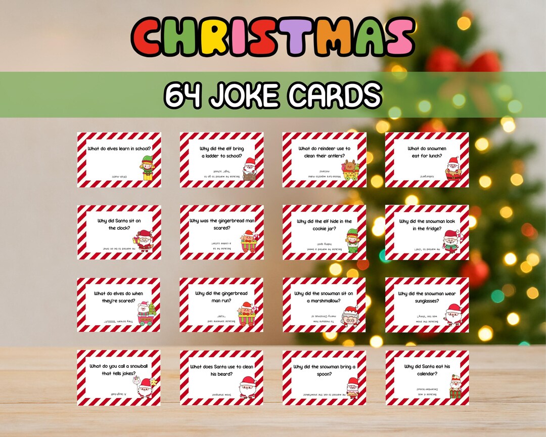 Christmas Joke Cards for Kids , Christmas Lunchbox Jokes, Gift Notes - Etsy