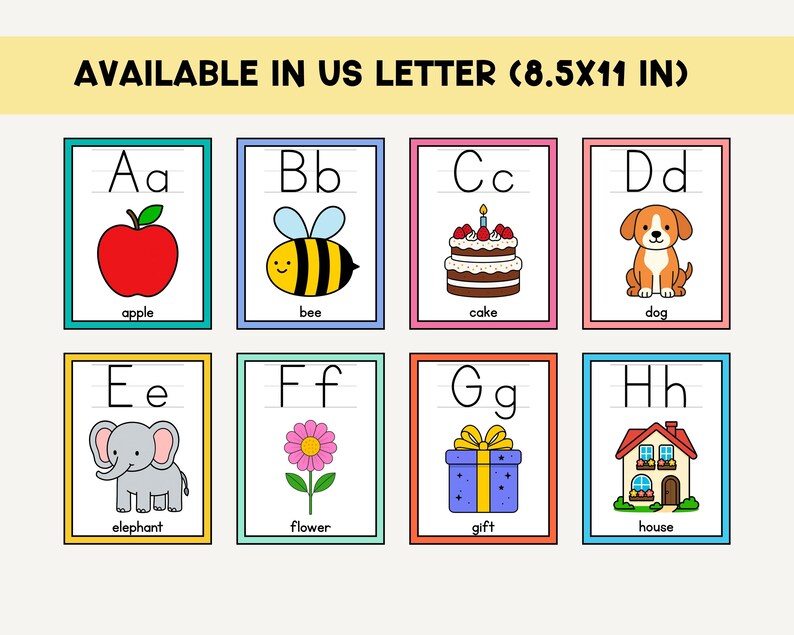 Colorful ABC Alphabet Posters: Classroom & Homeschool Decor (PDF) - Etsy
