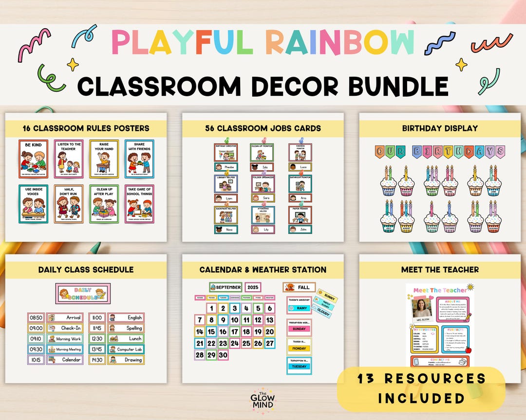 Rainbow Classroom Decor Bundle: Teacher Printables (PDF) - Etsy