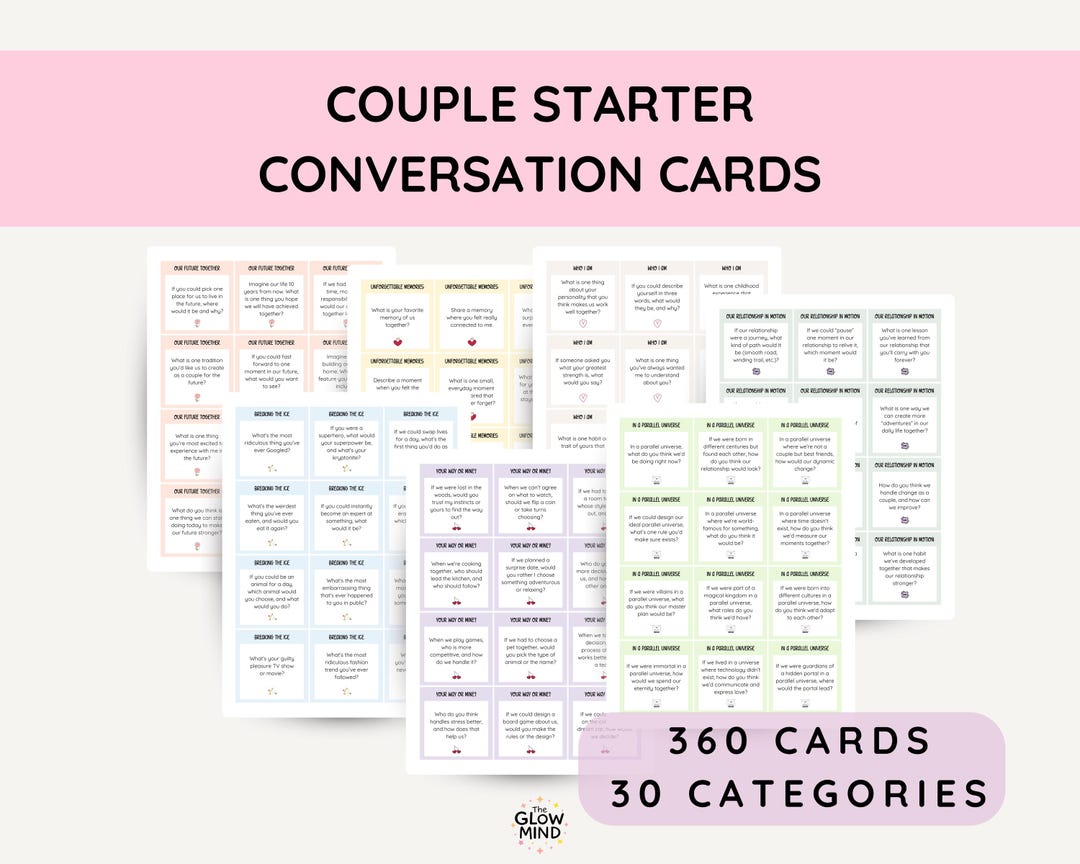 Couple Conversation Starter Cards: 360 Relationship Building Questions ...