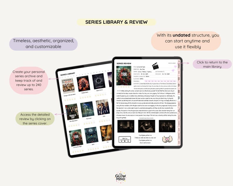 Digital Movie & Series Journal, Hyperlinked Planner for Movie Series ...