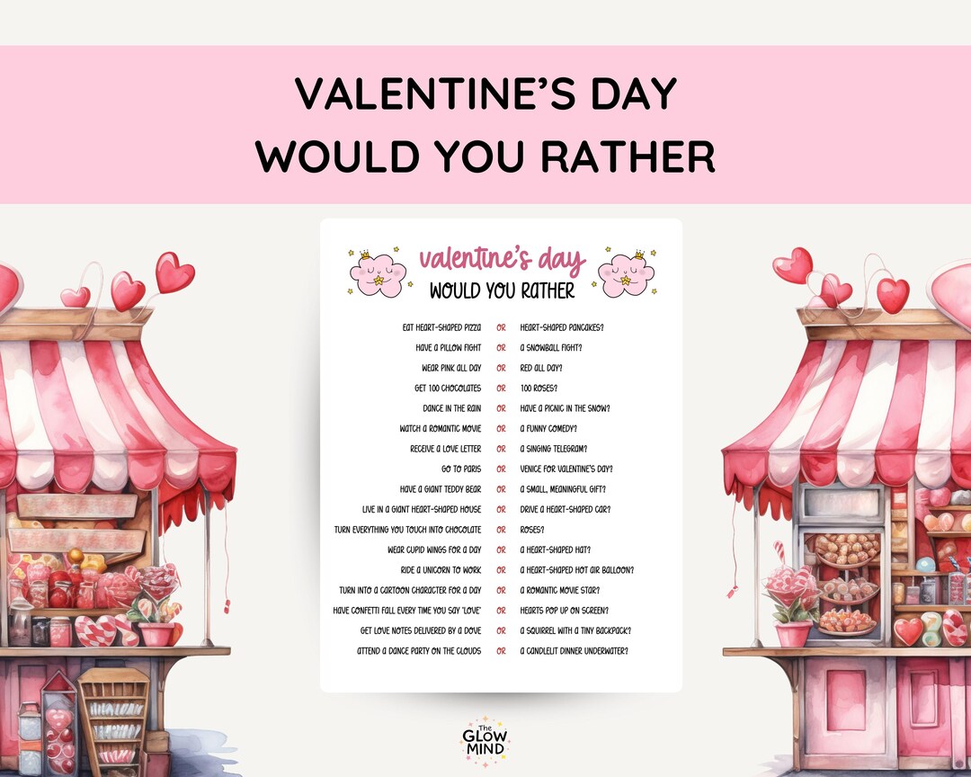 Valentine’s Day Would You Rather Game Printable, Galentine’s Day "would ...