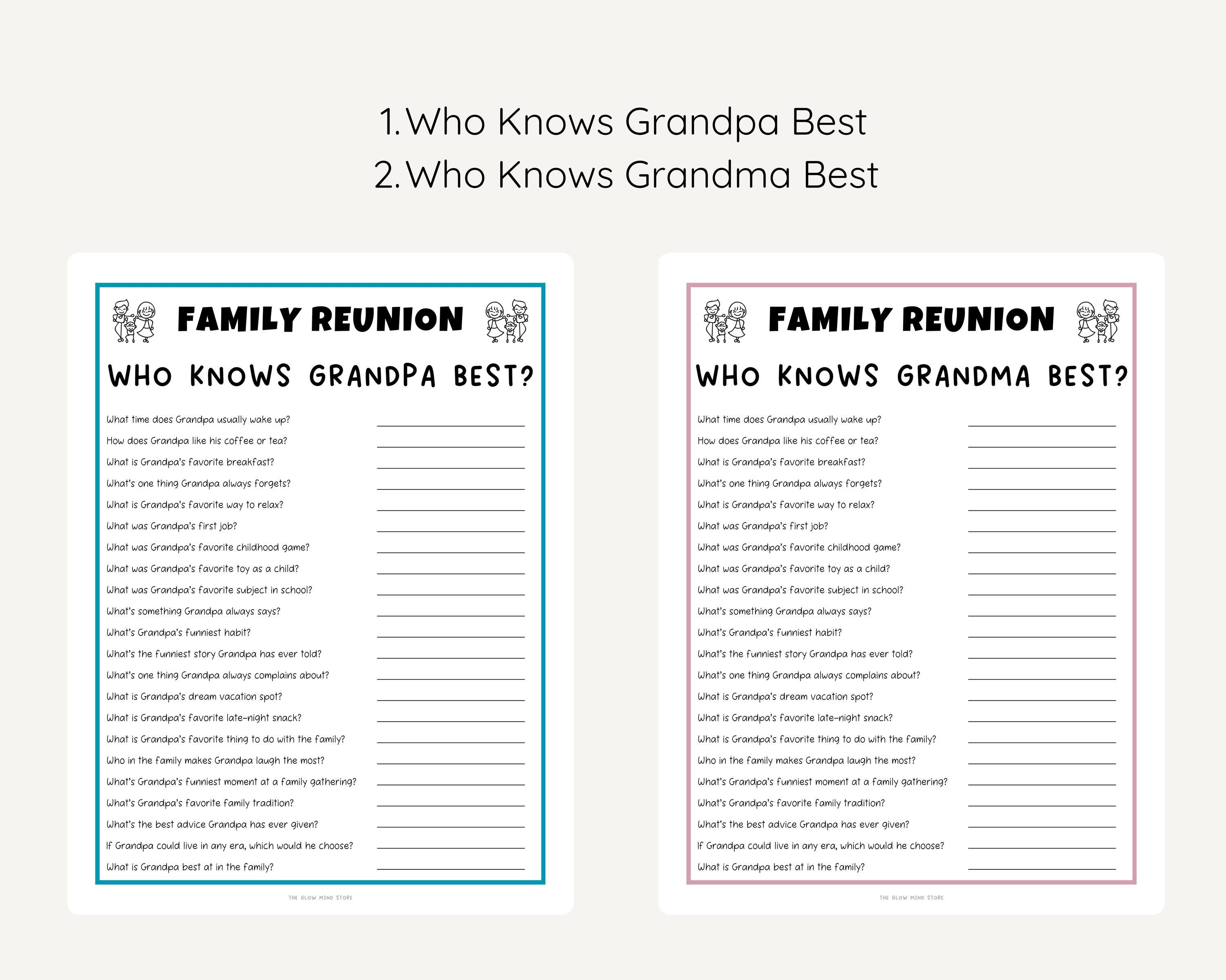 Who Knows Mom, Dad, Grandpa, Grandma Best and Dice Game, Printable ...