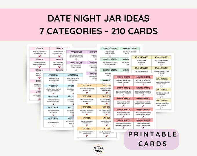 192 Date Night Idea Cards. Instant Download Printable. Fun Romantic ...