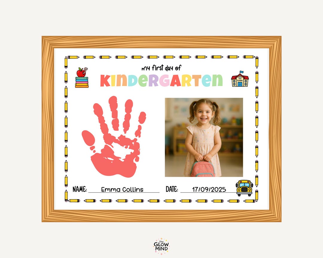 Kindergarten Handprint Keepsake: First Day Memory Sheet (PDF Download ...