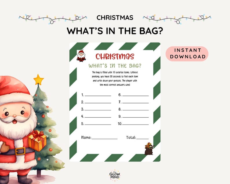 Printable Christmas Party Game, Guess What's in the Bag, Fun Christmas ...