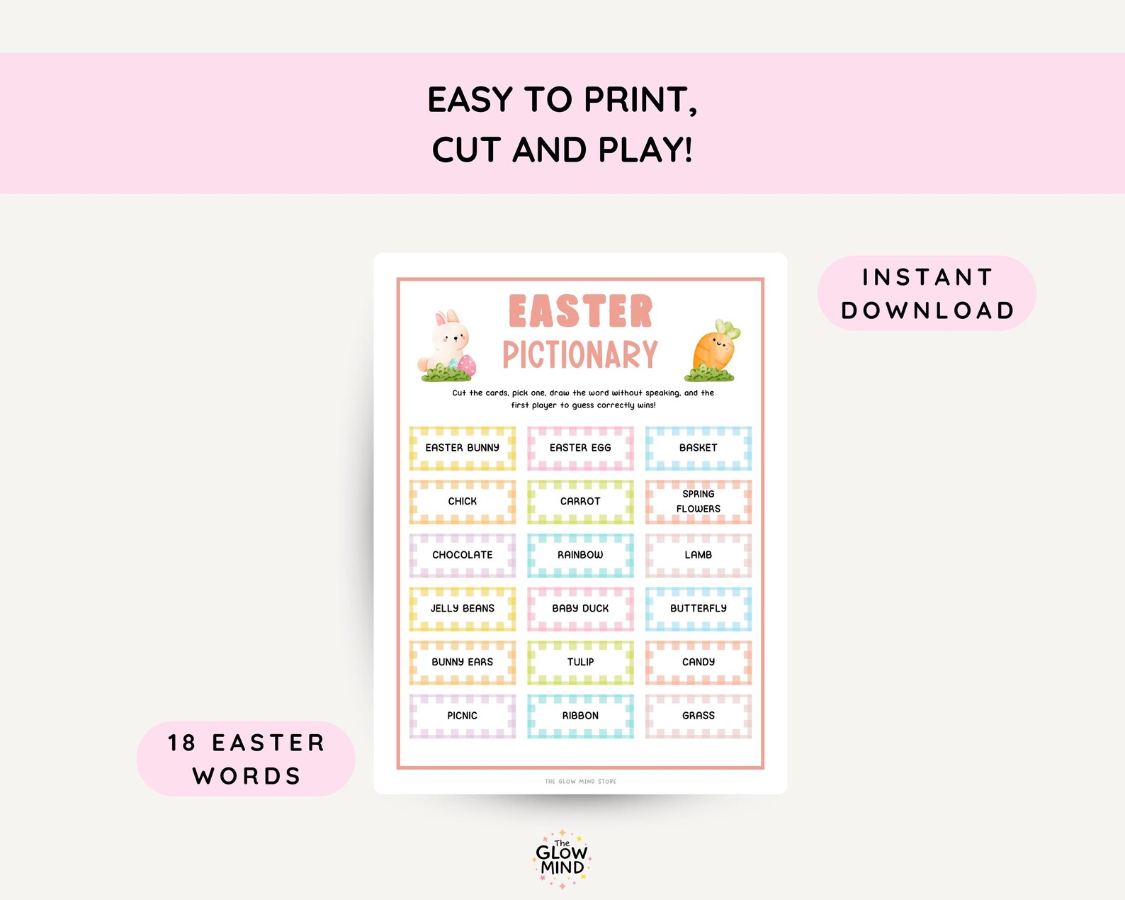 Easter Pictionary Game, Printable Easter Activity for Kids & Family ...