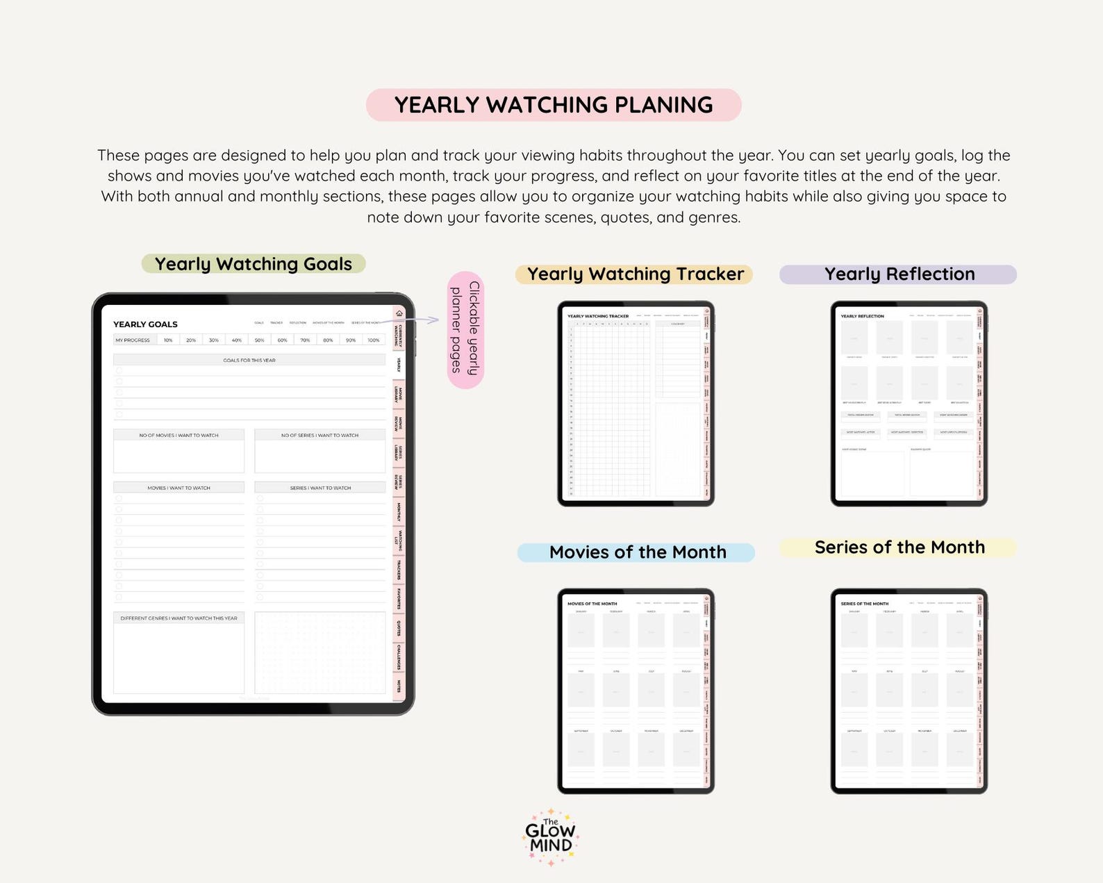 Digital Movie & Series Journal, Hyperlinked Planner for Movie Series ...