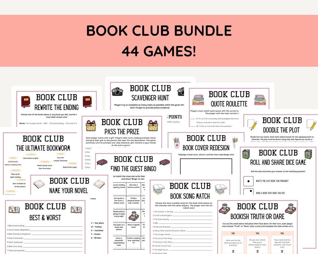 Book Club Games Bundle: 44 Fun Reading Activities (printable) - Etsy