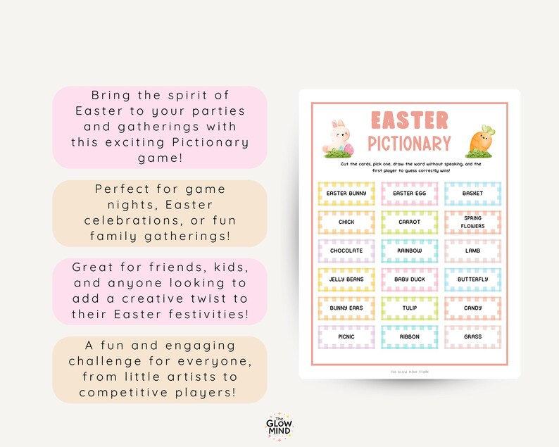 Easter Pictionary Game, Printable Easter Activity for Kids & Family ...