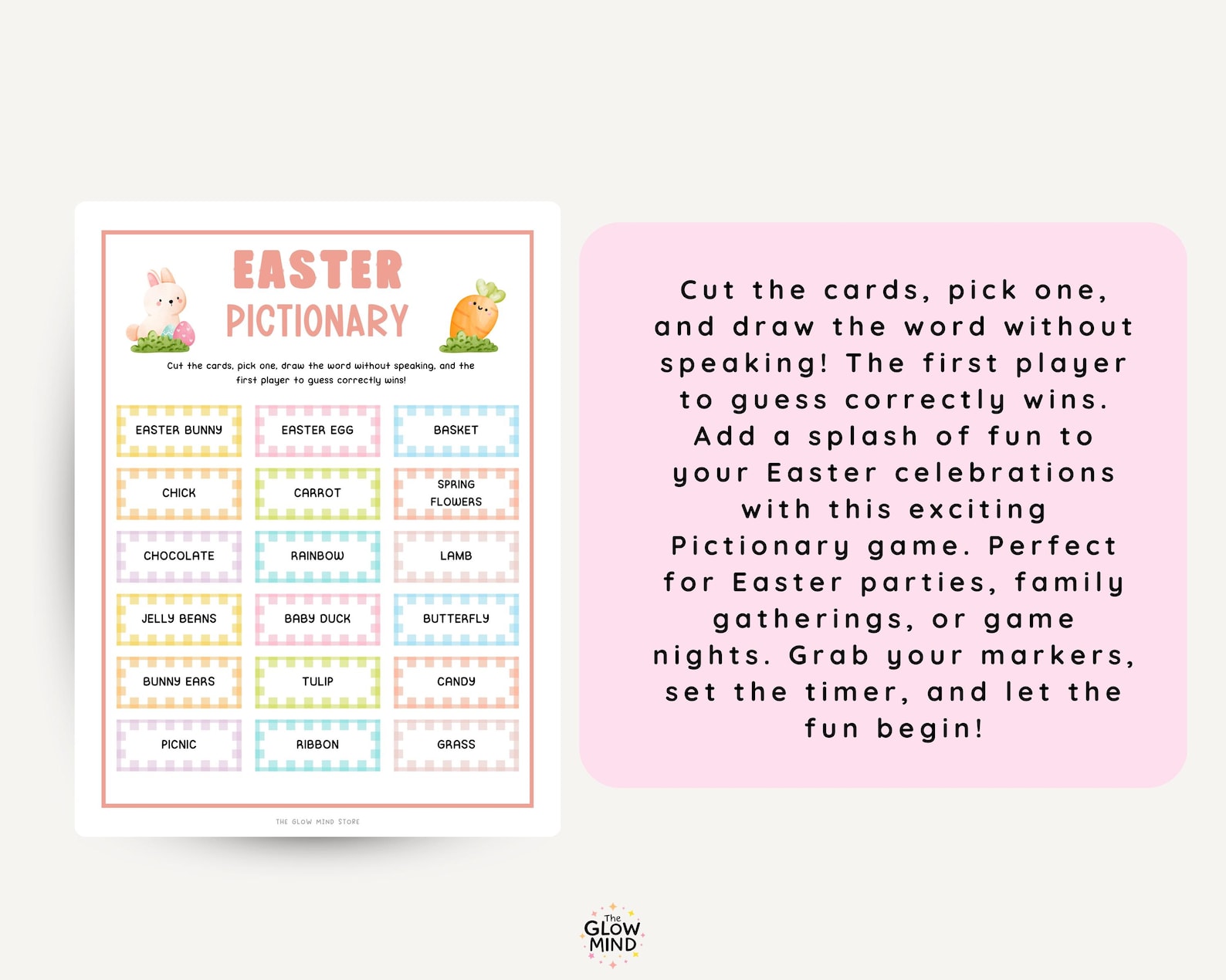 Easter Pictionary Game, Printable Easter Activity for Kids & Family ...