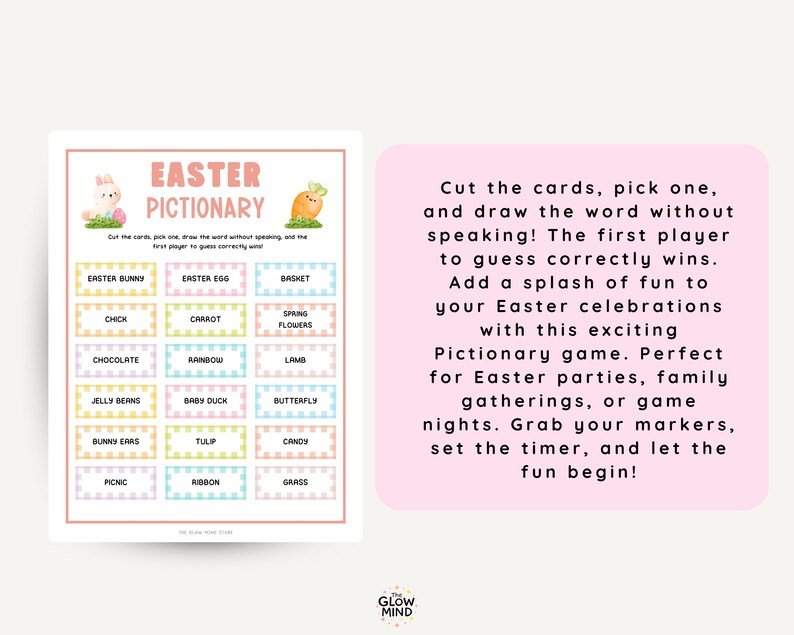Easter Pictionary Game, Printable Easter Activity for Kids & Family ...