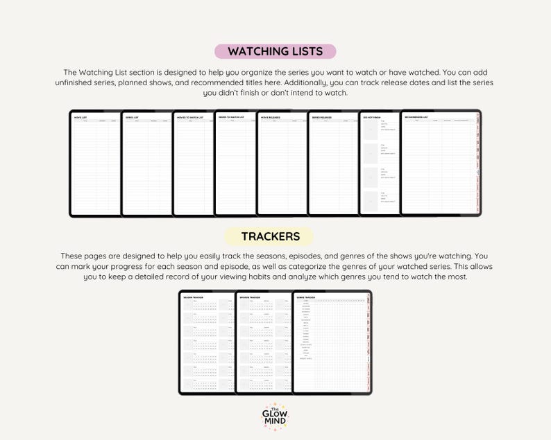 Digital Movie & Series Journal, Hyperlinked Planner for Movie Series ...