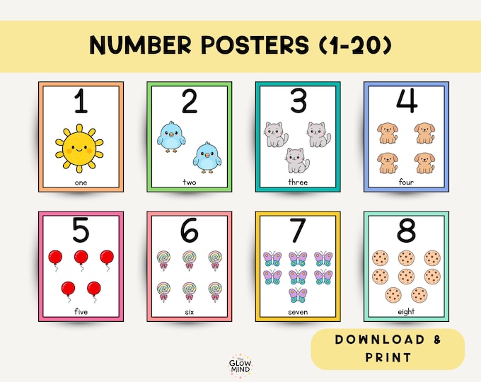 Number Posters 1 - 20 - Etsy Canada